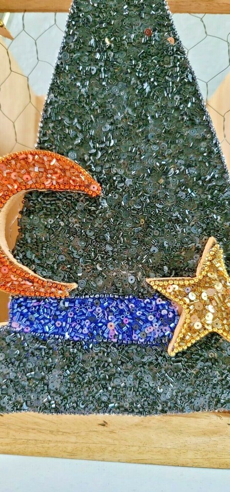 Authentique Spooky Night LED Candle Holder Wood Halloween Witch Hat | eBay