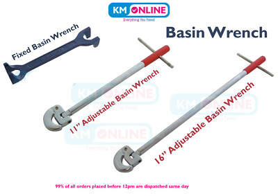 Plumber Fixed Basin Wrench / 11"-16" Adjustable Tap Nut Spanner Sink ...