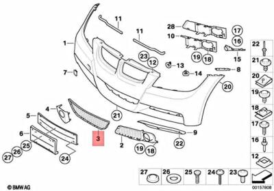 Genuine BMW E90 E91 Sedan Wagon Front Bumper Center Grille OEM ...