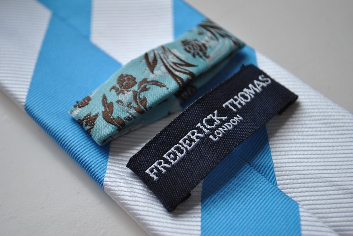 medium blue tie azure cornflower with white barber stripe by Frederick ...