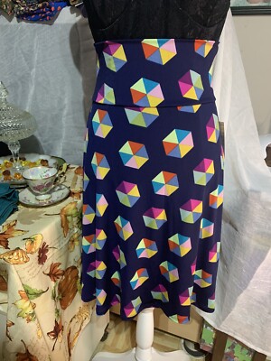 LuLaRoe Azure Blue Geometric Skirt Pull On Size Small | eBay