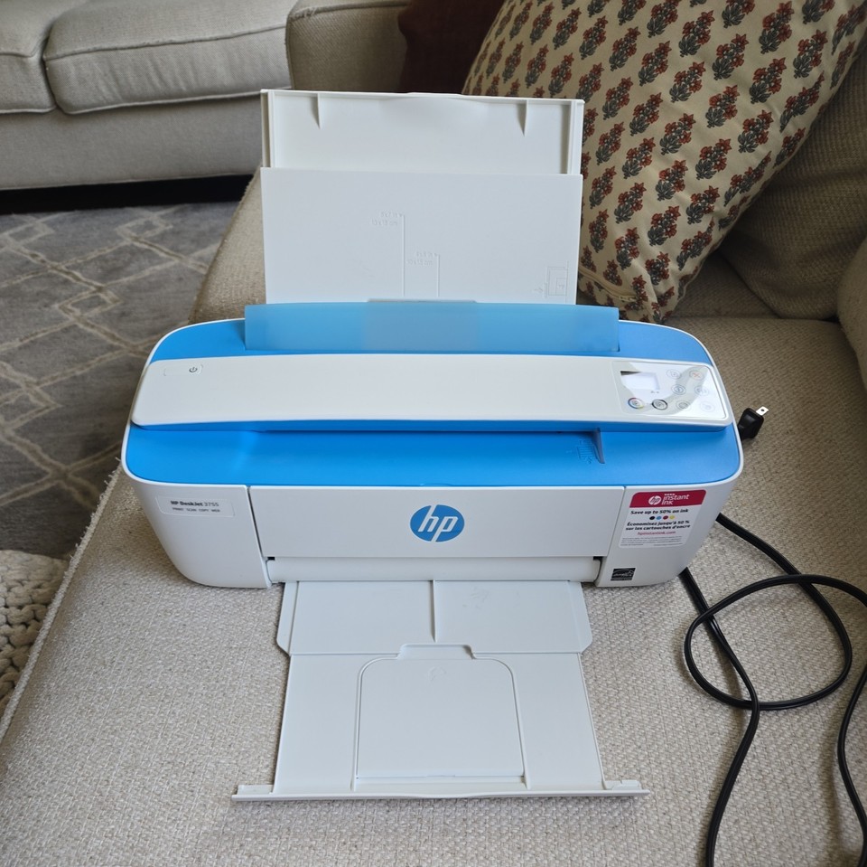 HP DeskJet 3755 All In One Inkjet Printer Print Scan Copy Web - Tested ...