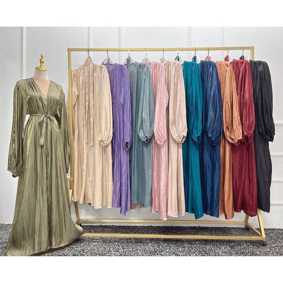 Open Abaya Cardigan Women Muslim Long Robes Turkey Kimono Ramadan Dubai ...