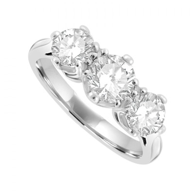 18Carat White Gold Diamond 8-Claw Antique Setting Trilogy Ring 1.50 ...