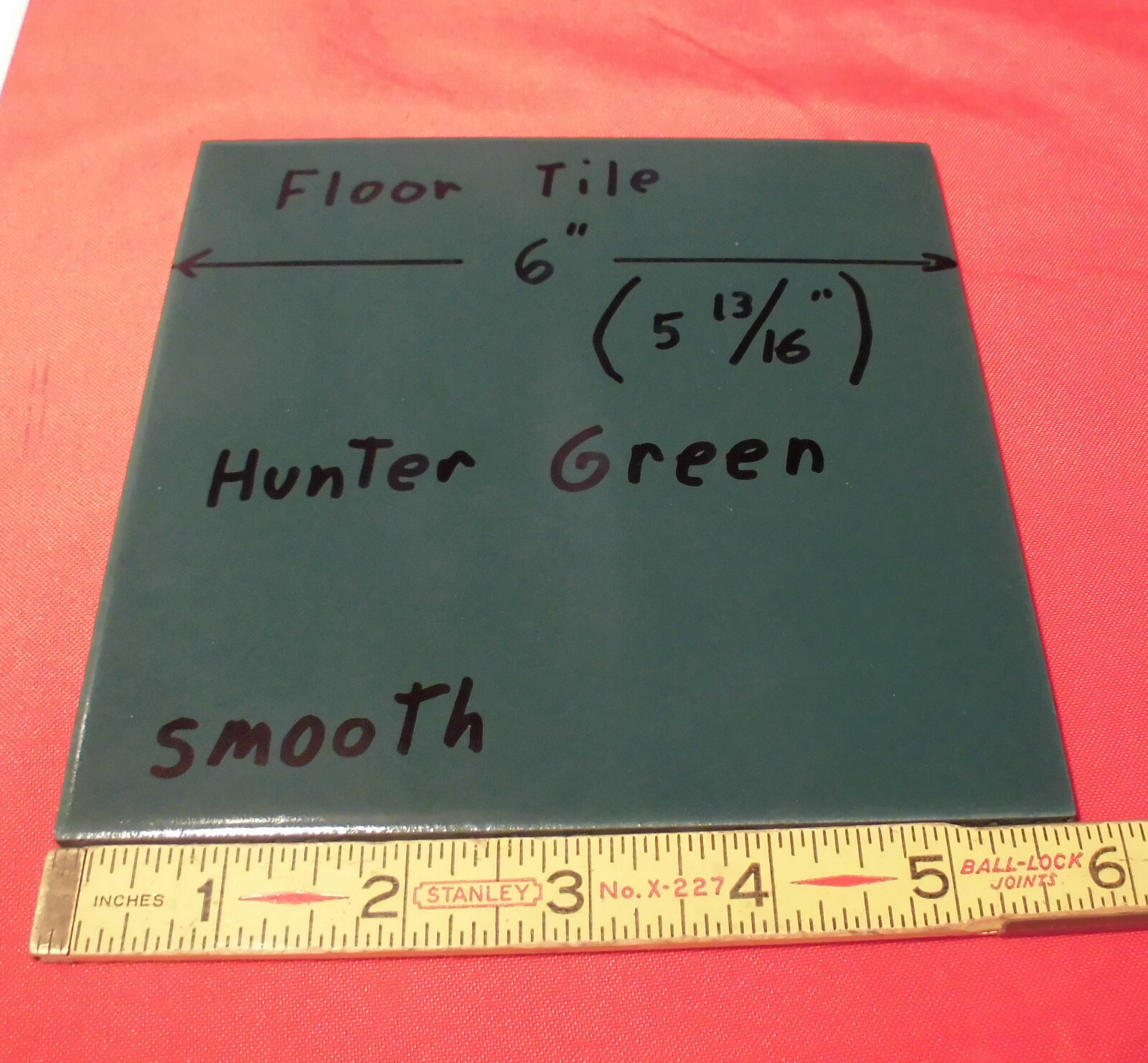 1 pc. *Hunter Green* Ceramic Floor Tile 6" X 6" Made in USA : Size 5-13 ...