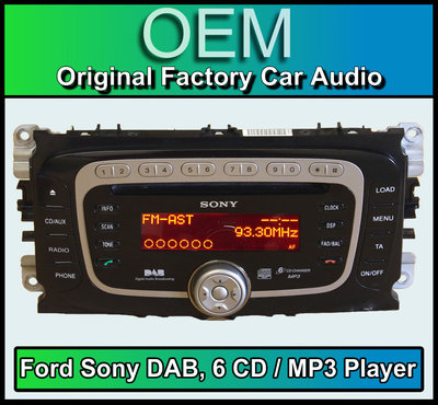 Ford Focus DAB radio with 6 Disc CD MP3 player, Ford Sony car stereo ...