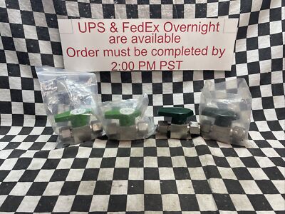 SWAGELOK SS-8P6T, SS8P6T, Quarter Turn Plug Valve 1/2", LOT OF 4 ...
