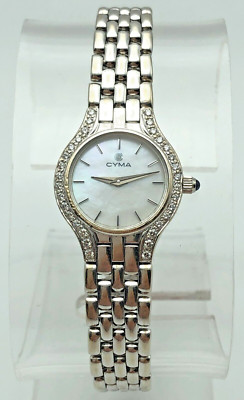 CYMA 14k White Gold Watch with 0.48cts Diamonds MOP dial 36.1 grams | eBay