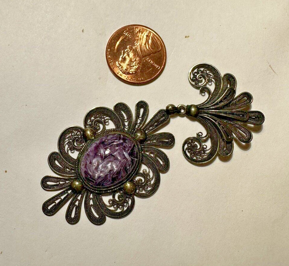 Exquisite Russian Silver Filigree Hand Made Pendant P… - Gem