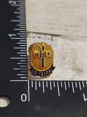 Gold Tone KJT 50 years Jacket Shirt company employee Pin advertising Rn | eBay