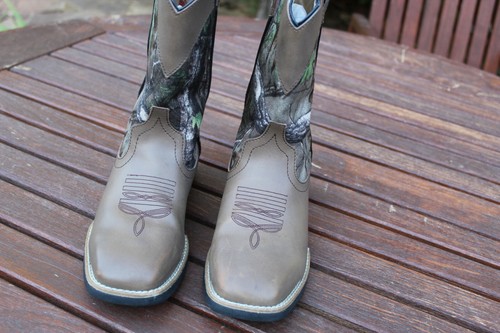 CINCH WRX MID-CALF LEATHER WESTERN BOOTS WITH CAMMO INSERT SZ 5.5M | eBay