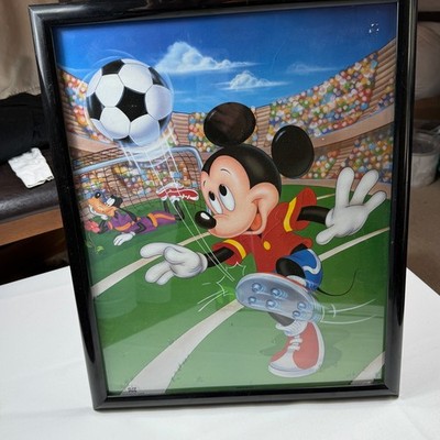 MICKEY MOUSE & GOOFY PLAYING SOCCER DISNEY O.S.P. EMBOSSED WOOD ART 20 ...