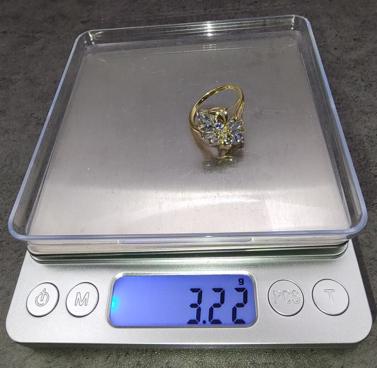 Estate Chuck Clemency STS 14K Yellow Gold Tanzanite & Diamond Cluster ...