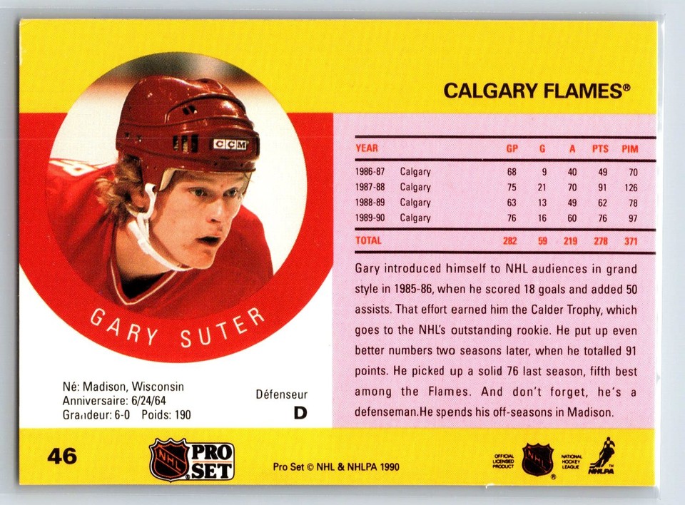 1990-91 Pro Set Gary Suter Calgary Flames #46 | eBay