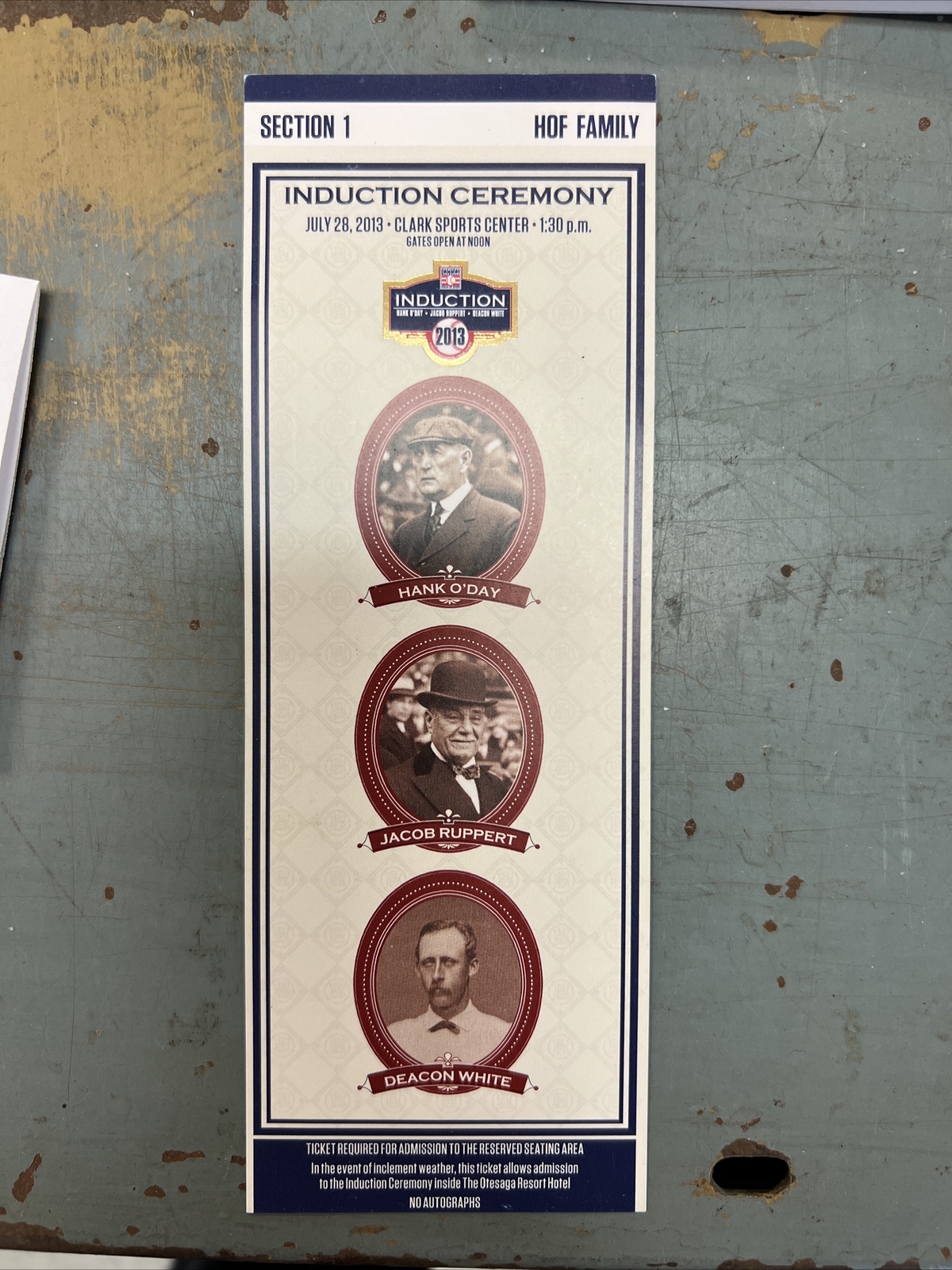 2013 Baseball Hall of Fame Induction rare Ticket Cooperstown Hof ...