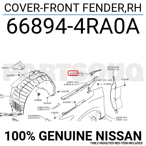 668944RA0A Genuine Nissan COVER-FRONT FENDER,RH 66894-4RA0A | eBay