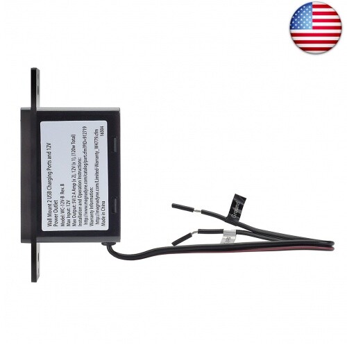 Magnadyne WCP-12V-B Black Wall Mount 2 USB Charging Ports and 12V Power ...
