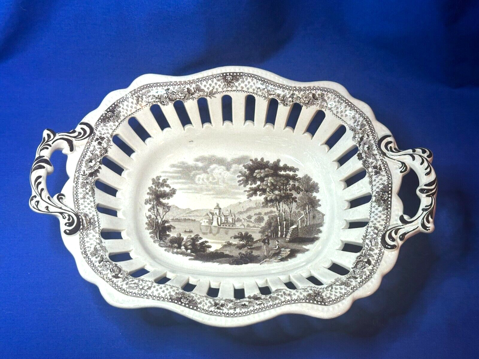 Antique Staffordshire Pottery William Ridgway Italian pattern basket ca ...