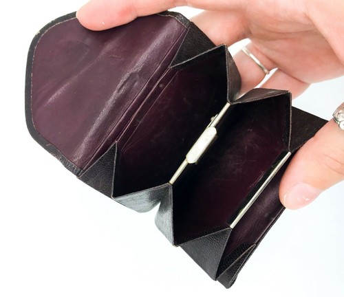 Antique Late 19thc French Leather Wallet & Coin Purse, Gilt Silver ...