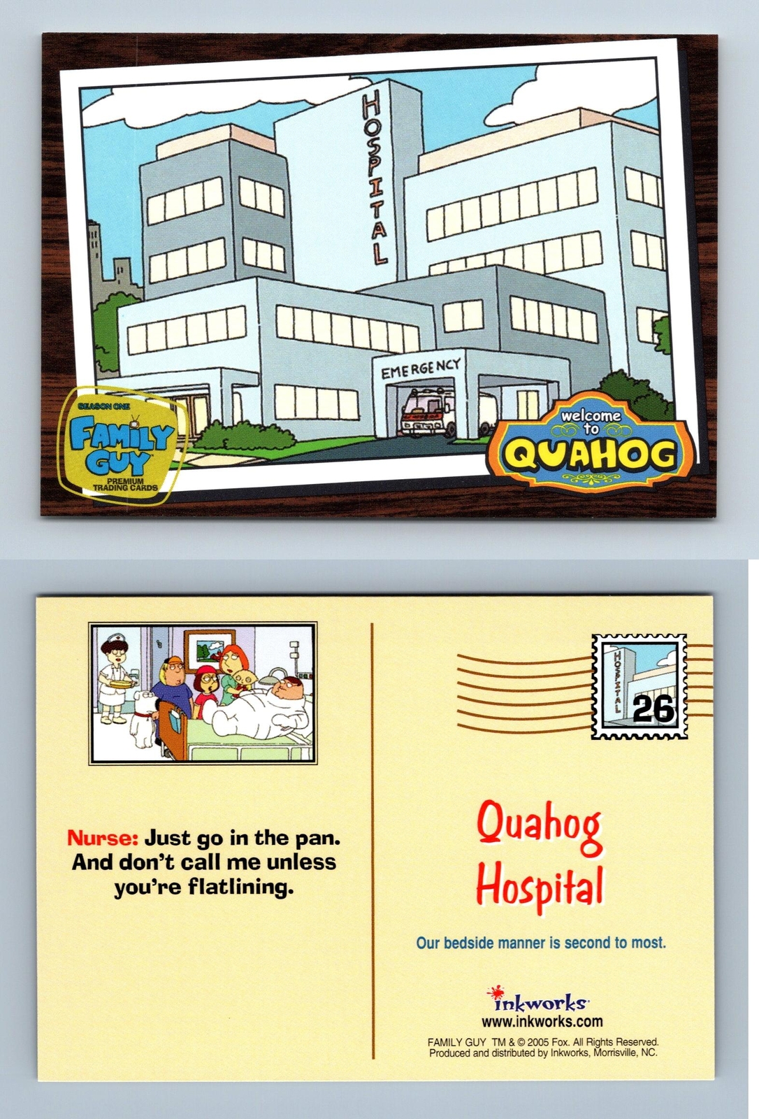 Quahog Hospital #26 Family Guy Season 1 Inkworks 2005 Trading Card | eBay