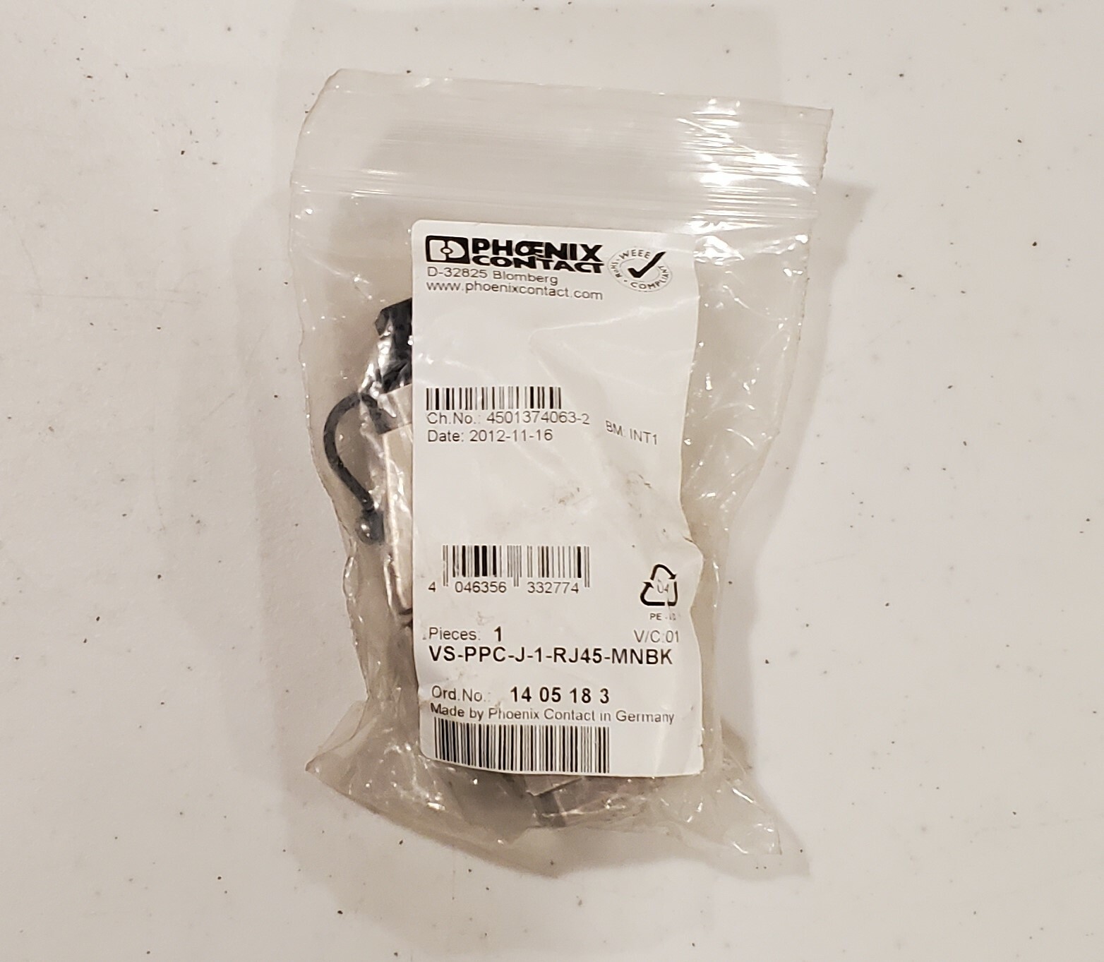 Phoenix Contact 1405183 VS-PPC-J-1-RJ45-MNBK RJ45 Push-Pull Coupling w ...