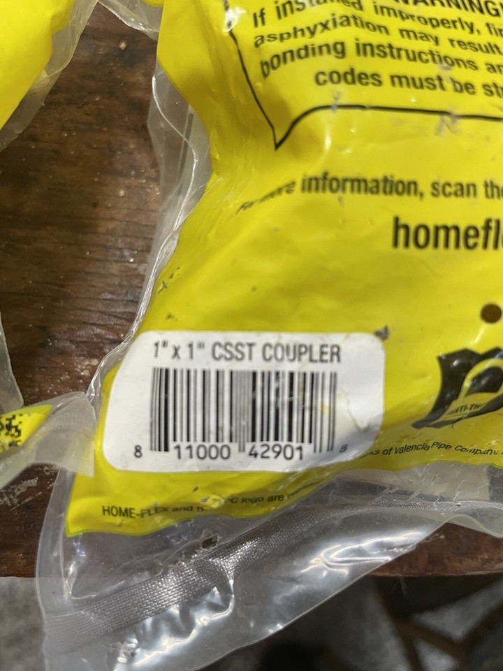 Home-Flex gas fittings 1” CSST/CSST Coupler | eBay