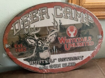 DEER CAMP WHITETAILS UNLIMITED CAMP NEW GARAGE,MAN CAVE WALL. METAL ...