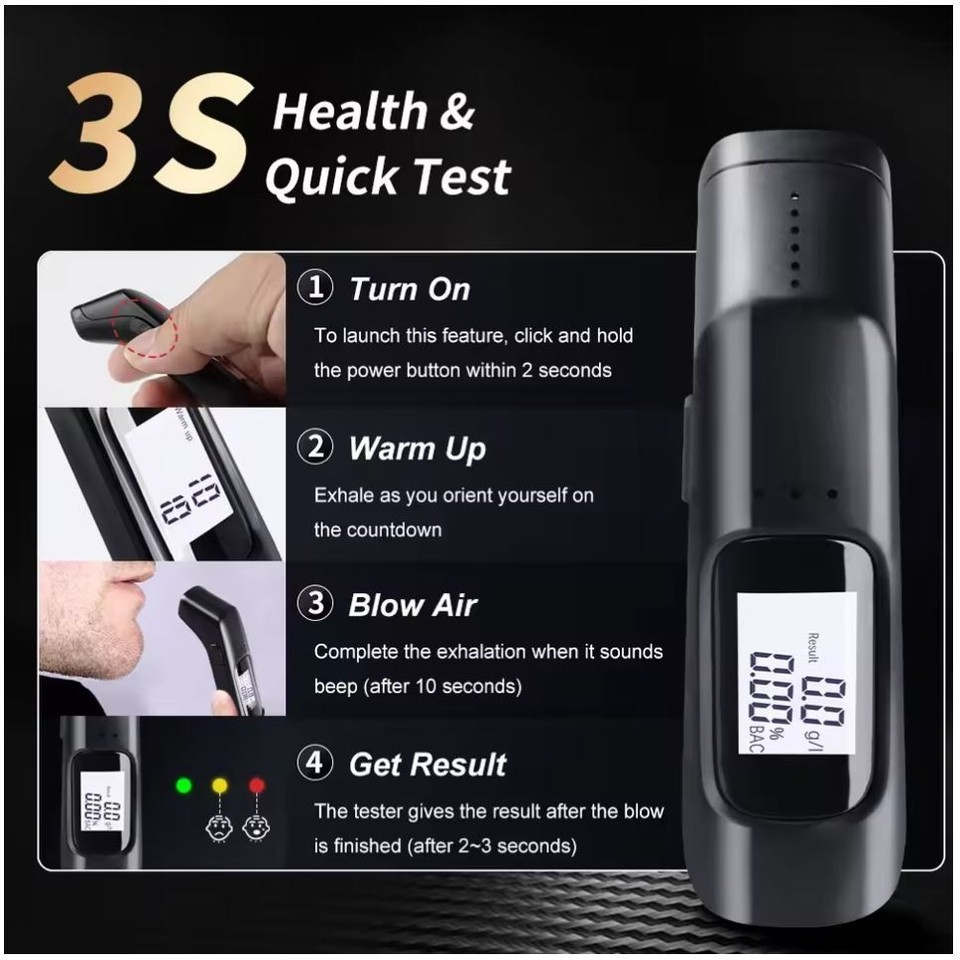 Alcohol Tester Portable Non-Contact With LED Screen Display ...