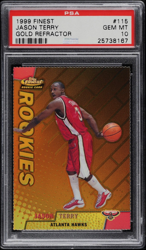 JASON TERRY 1999-00 Topps Finest Gold Refractor 022/100 PSA 10 Gem Mint ...