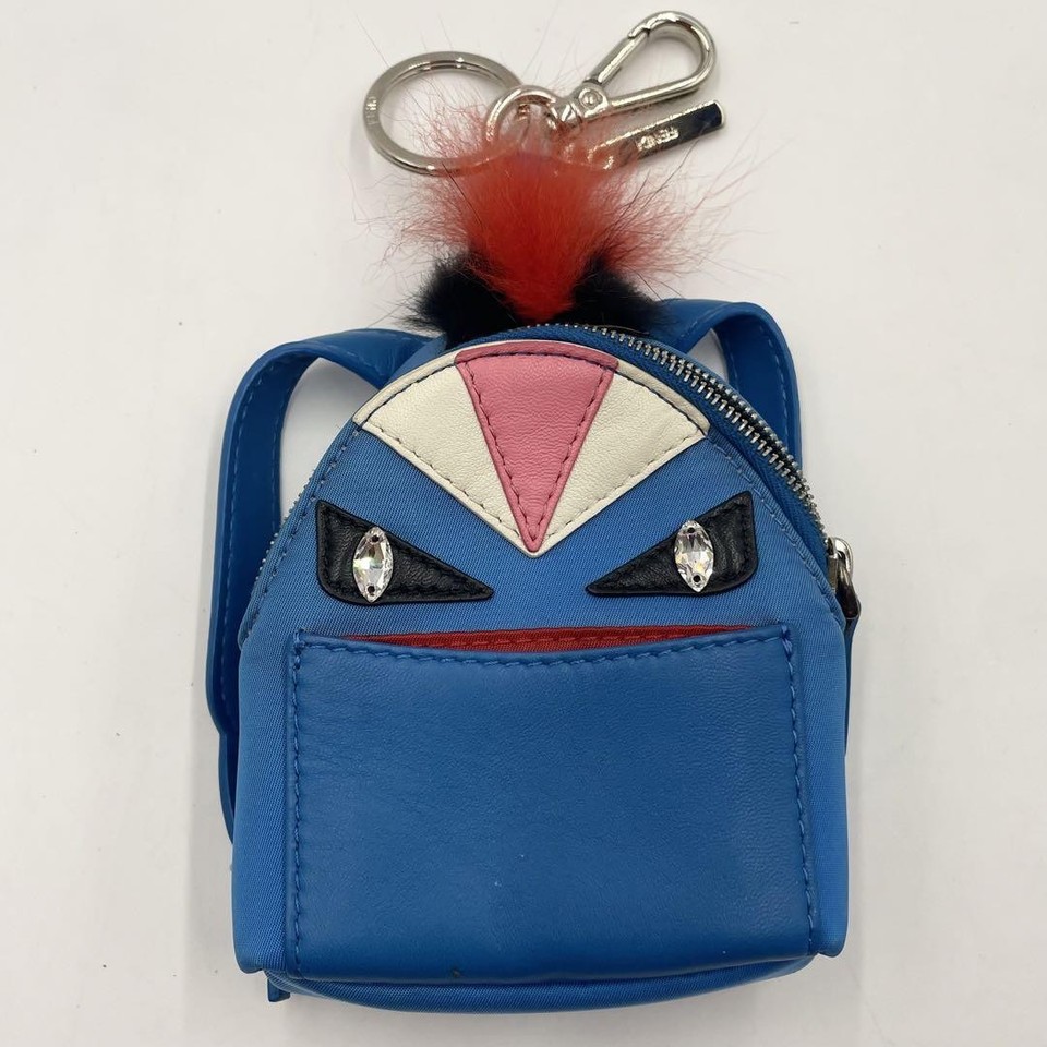Fendi Monster Bugs Mini Backpack Blue Nylon Keychain Used | eBay
