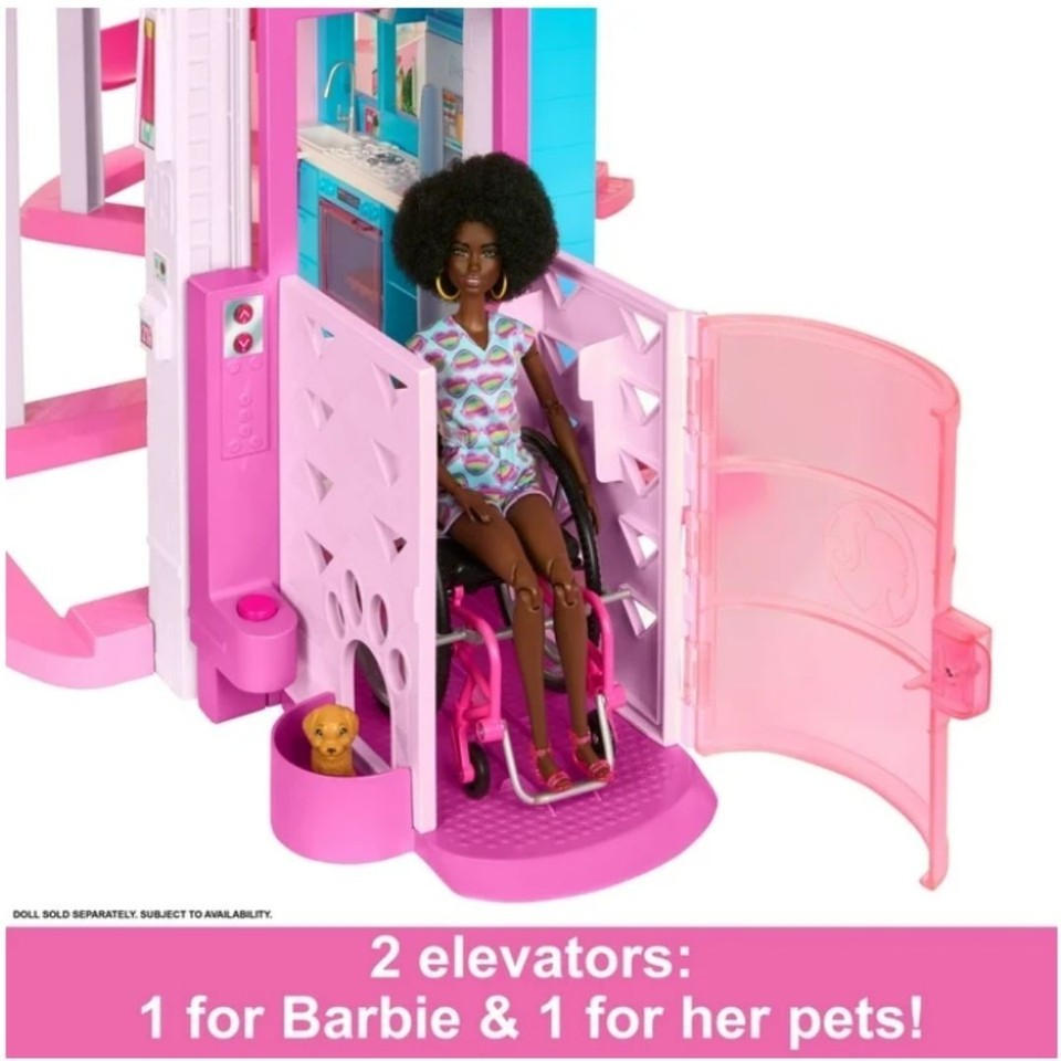 Barbie Dreamhouse, 75+ Pieces, Pool Party Doll House with 3 Story Slide ...