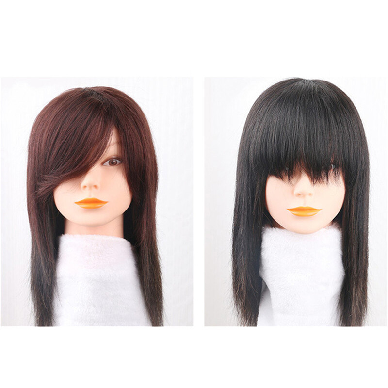100% Real Human Hair Topper Toupee Clip Hairpiece Bangs Bob Top Wig For ...