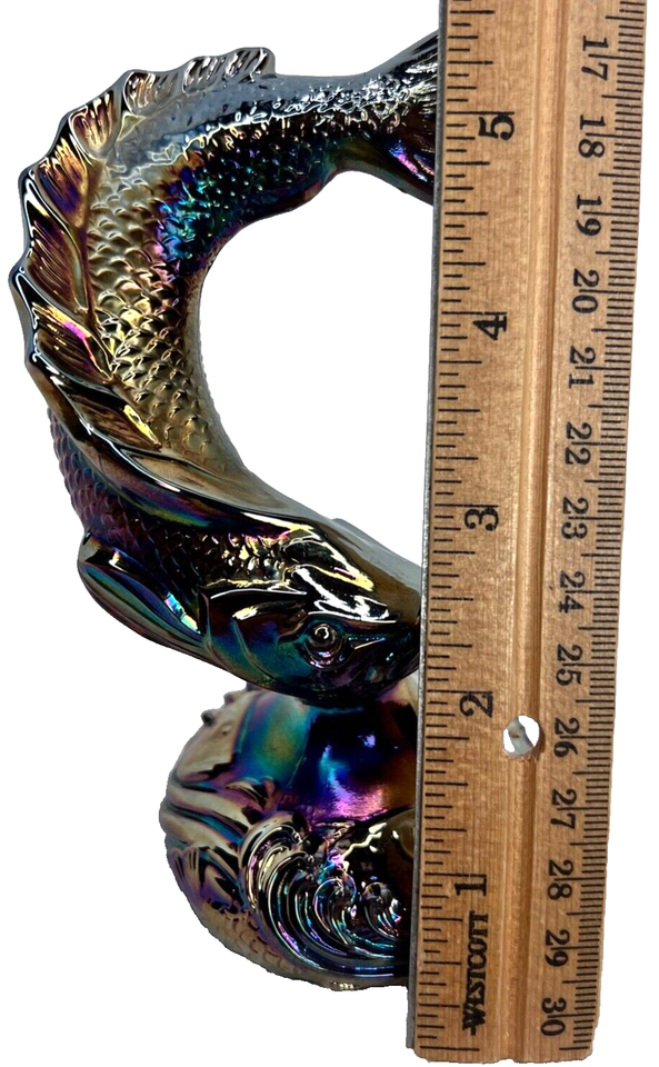 Fenton Black Carnival Glass Jumping Trout Fish Paperweight - 5" | eBay