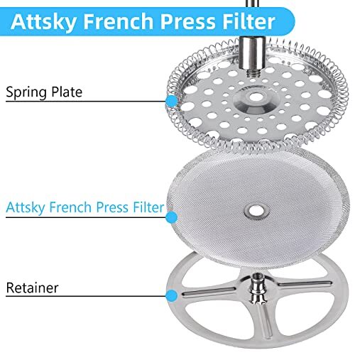 4 Pieces French Press Filter 4 Inch Stainless Steel Mesh Screen And ...