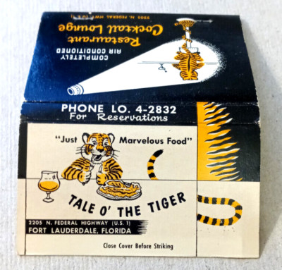 Vintage Full Matchbook: Tale O' The Tiger, Fort Lauderdale, FL | eBay