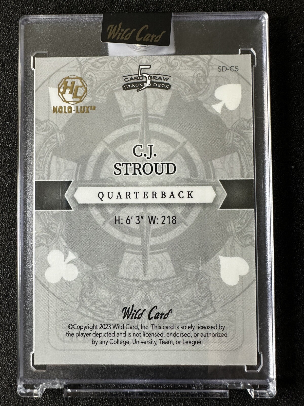 C.J. Stroud Wild Card 5 Card Draw Stacked Deck Joker 1/1 RC Purple ...