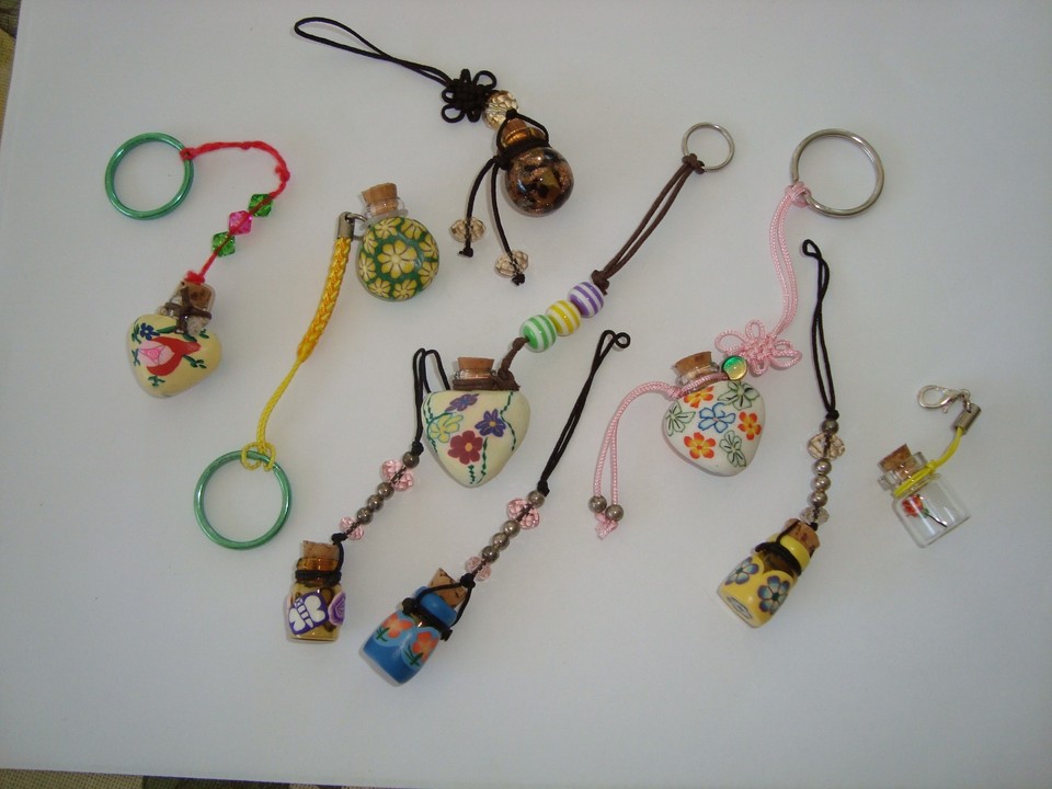 fimo clay mini vial bottle & key ring DIY add your ashes or other ...
