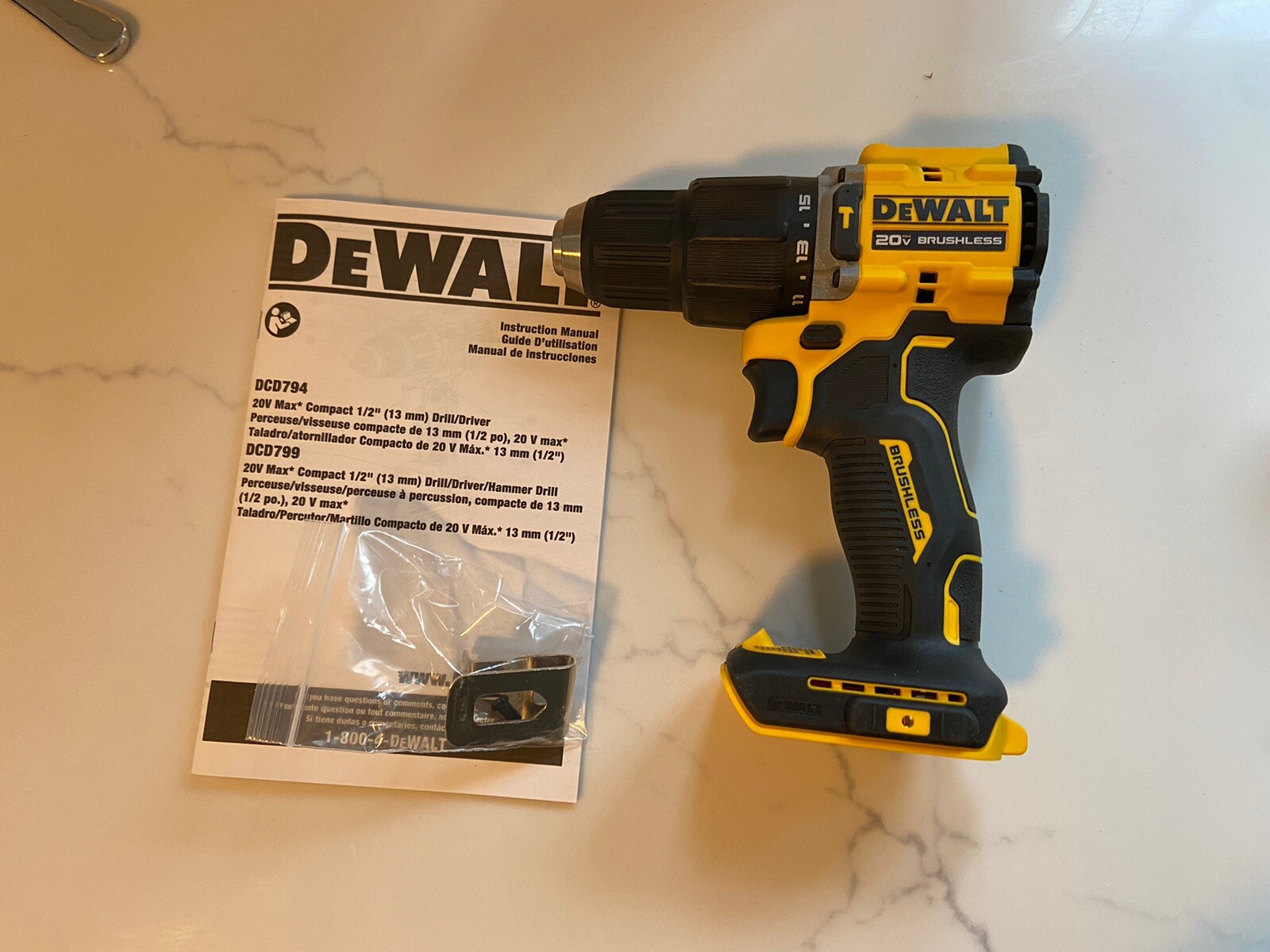 DEWALT DCD799 ATOMIC 20-Volt MAX Brushless 1/2” Hammer Drill - NEW Tool ...