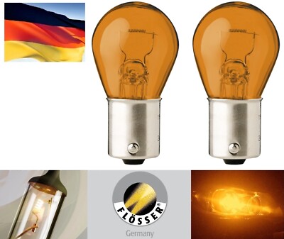 Flosser 1156NA P21W 21W Amber Two Bulbs Front Turn Signal Light Replace ...