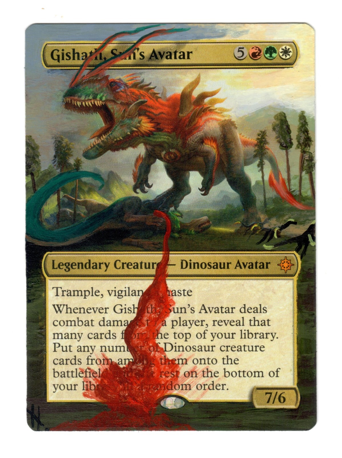 Gishath Suns Avatar Altered Full Art MTG Magic Commander Dinosaur ...