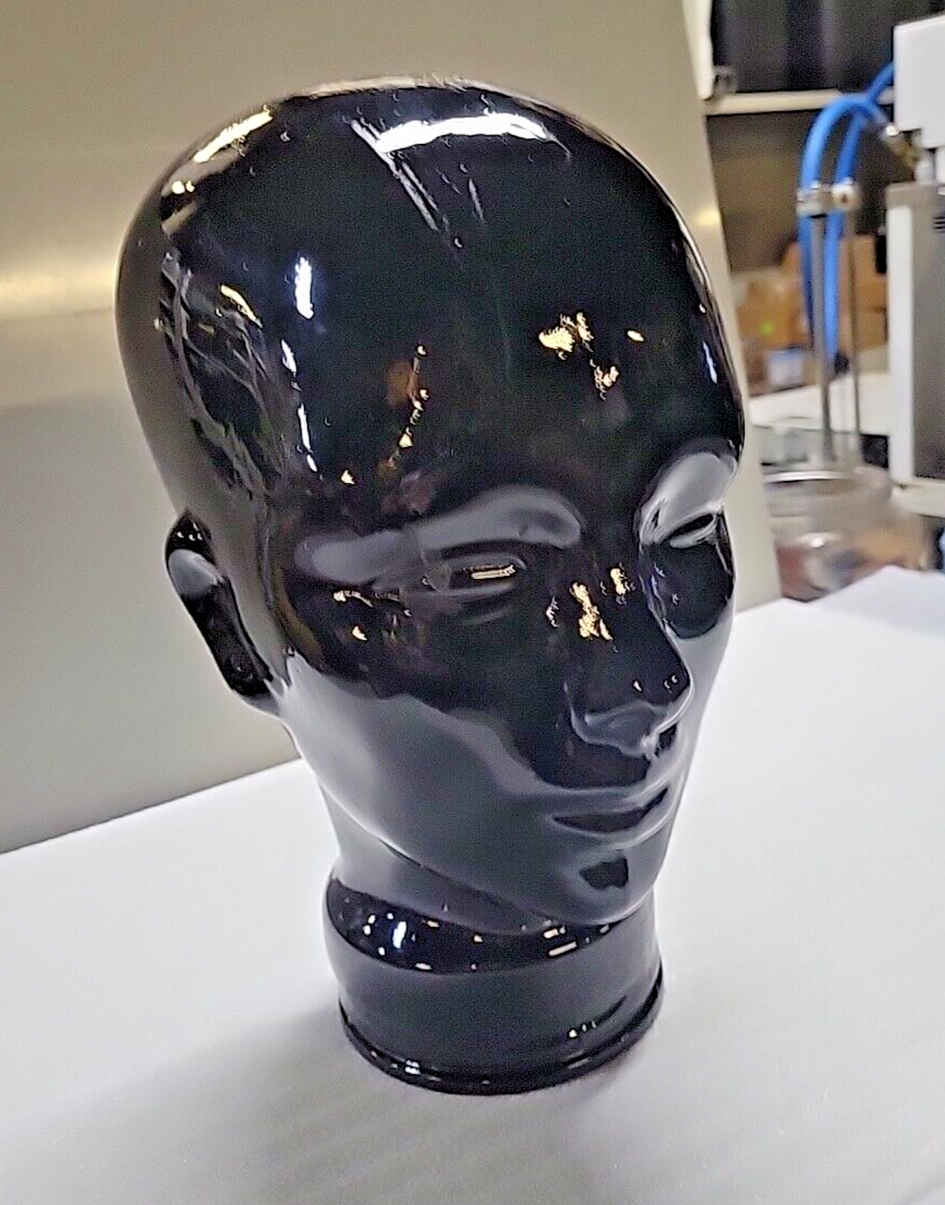 Vintage 70's Black Glass Life Size Glass Mannequin Head | eBay