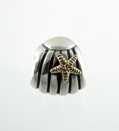 Pandora Sterling Silver and Gold Sea Shell Starfish Charm 925 ALE 3g ...
