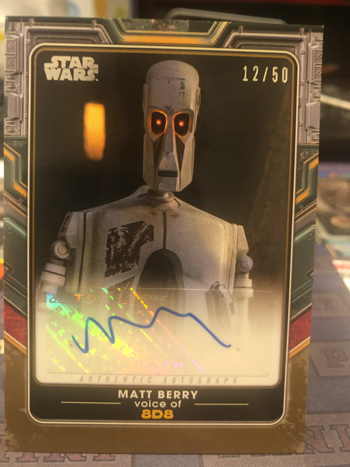 2022 TOPPS STAR WARS THE BOOK of BOBA FETT MATT BERRY as 8D8 AUTO GOLD ...