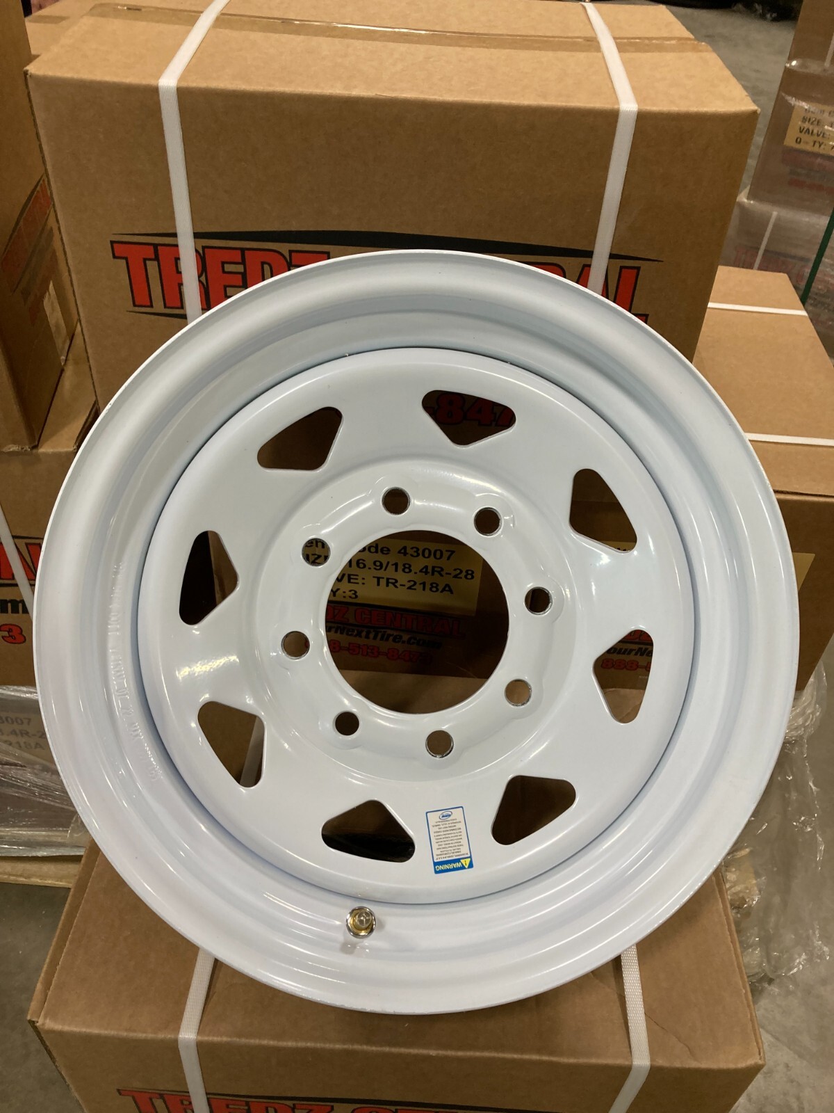 1 New 3960 lb 16" White Spoke Trailer Wheel 16x6 8x6.5 8 Bolt Ships In ...