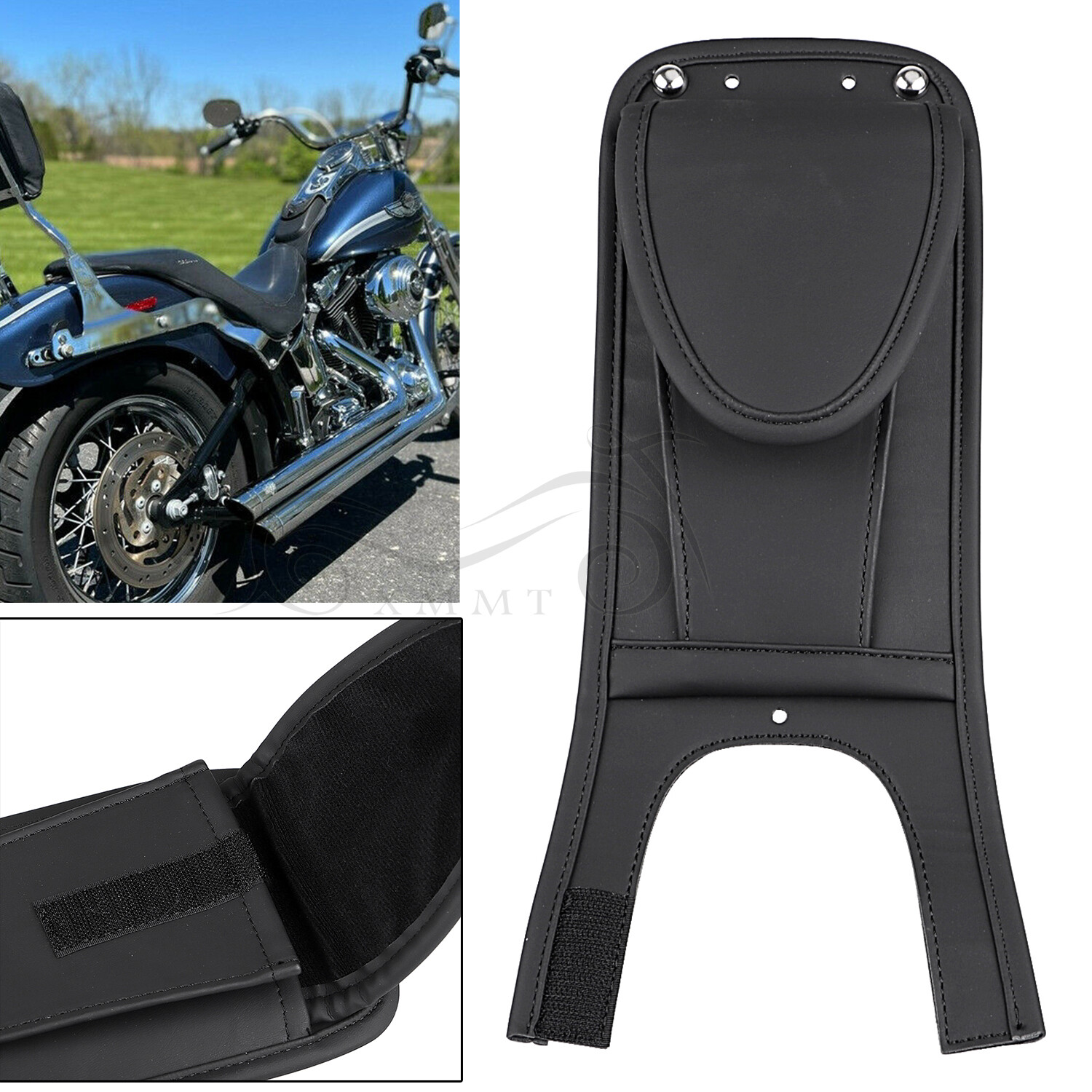 Black Tank Bib W/ Pouch For Harley Heritage Softail FLSTC Fatboy FLSTF ...