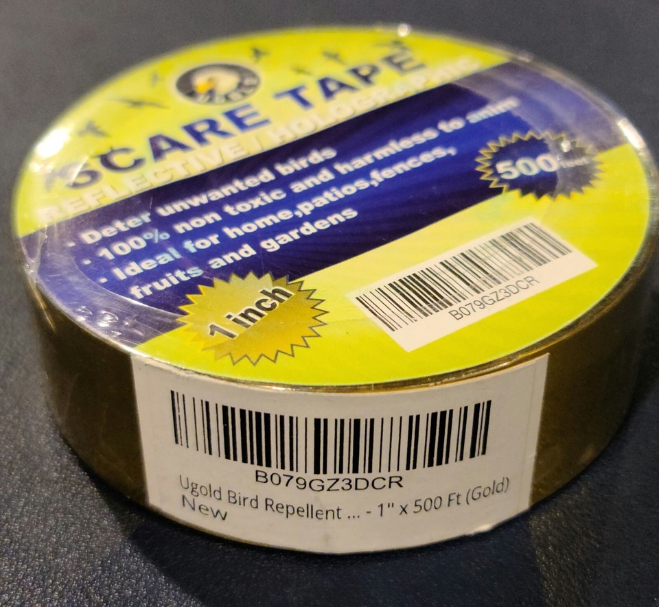 1" x 500' Roll of Scare Tape Reflective Gold Bird Repellent - 1 Inch By ...