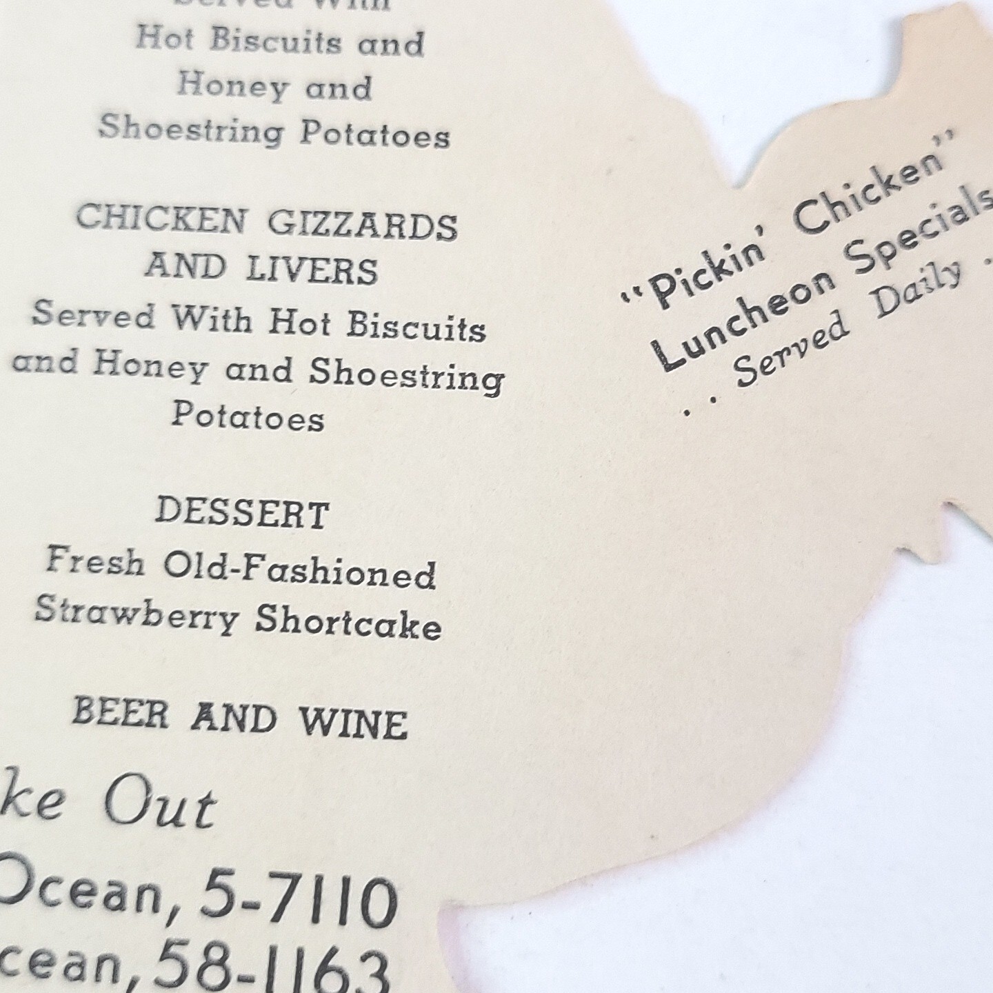 1940s Picken' Chicken Menu Foldable Diecut Hen California Luncheon 4" X ...