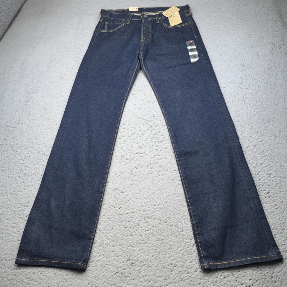 Levis 501 Jeans Mens 30x32 Blue Original Straight Button Fly Stretch ...