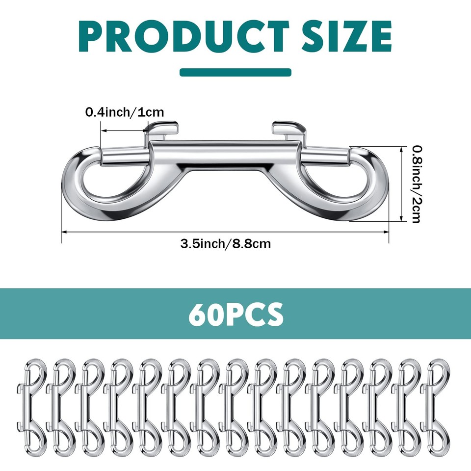 60 Pcs Double Ended Snap Hooks, 3.5 Inch Heavy Duty Bolt Snap for Dog ...