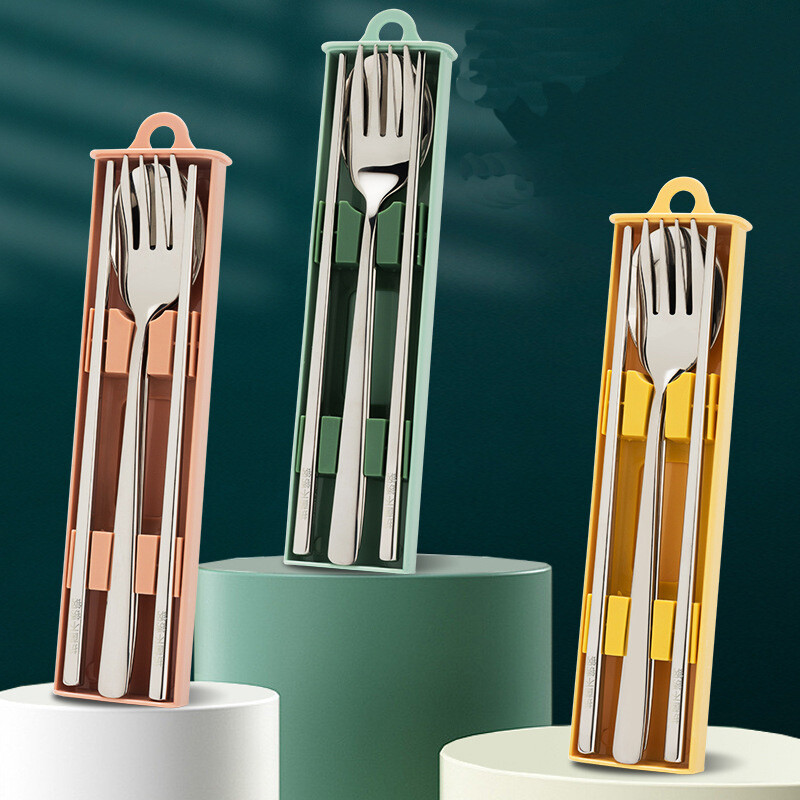 Portable Utensils Fork Spoon Chopsticks Travel Camping Cutlery Set ...